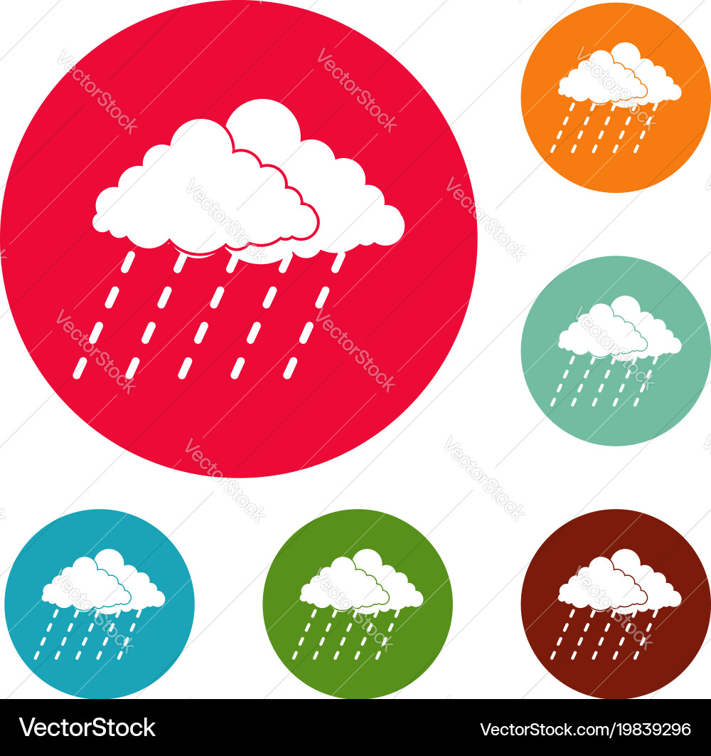 Wolken Regen Sturm Ikonen Kreis gesetzt Lizenzfreier Vektor