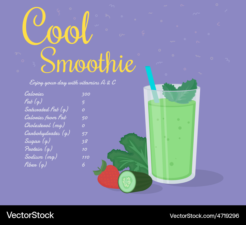 Green cool smoothie Royalty Free Vector Image - VectorStock