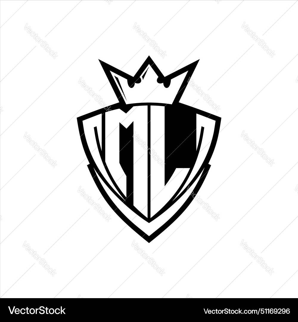 Ml letter logo with sharp triangle shield shape Vector Image