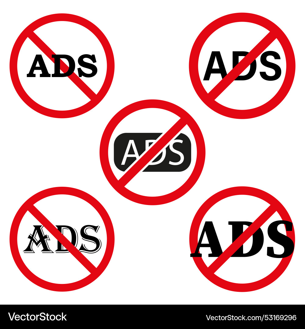 No ads symbols red prohibition circles various Vector Image