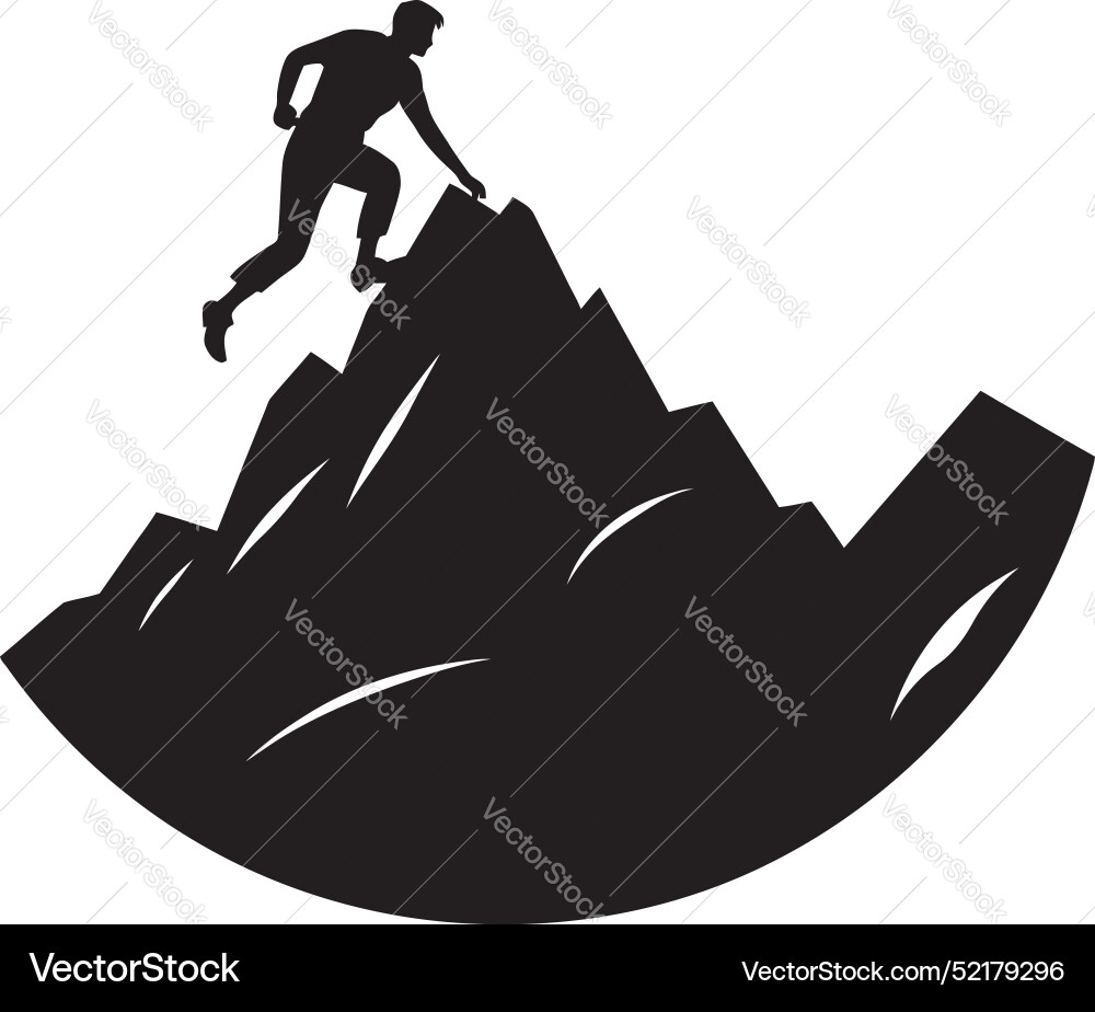 Peak performance mountain climber black logo Vector Image
