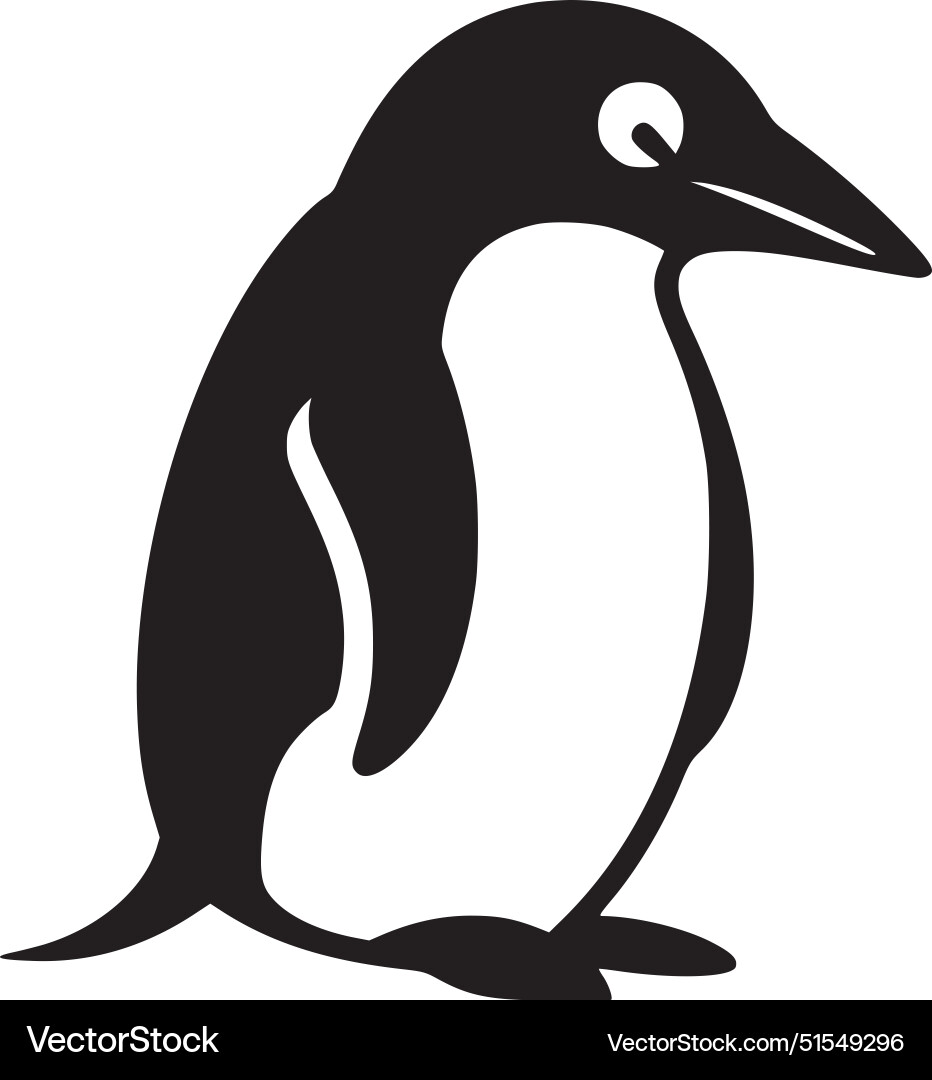 Penguin - black and white Royalty Free Vector Image