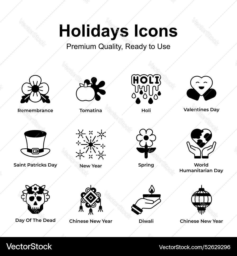 Premium quality holidays icons set ready to use Vector Image