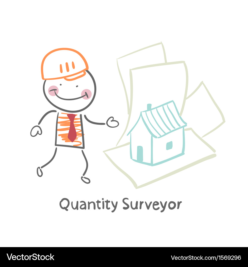 Quantity surveyor design house on paper Royalty Free Vector