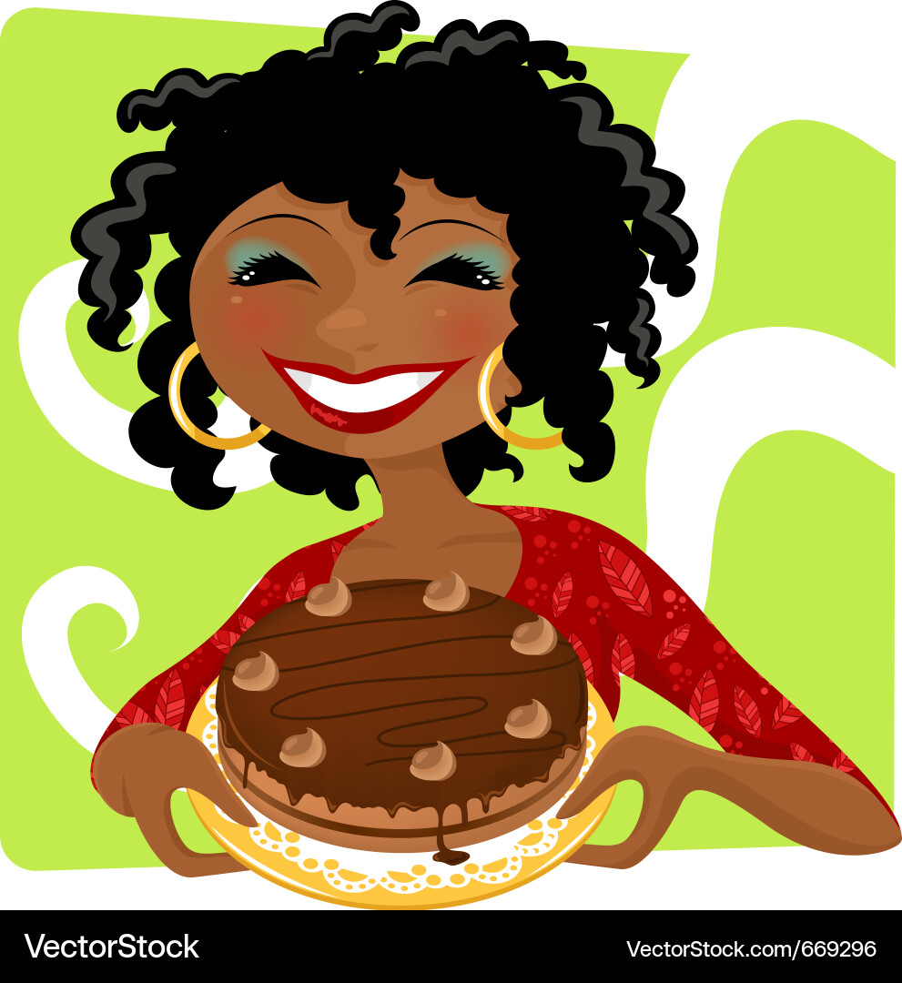 Woman with cake Royalty Free Vector Image - VectorStock