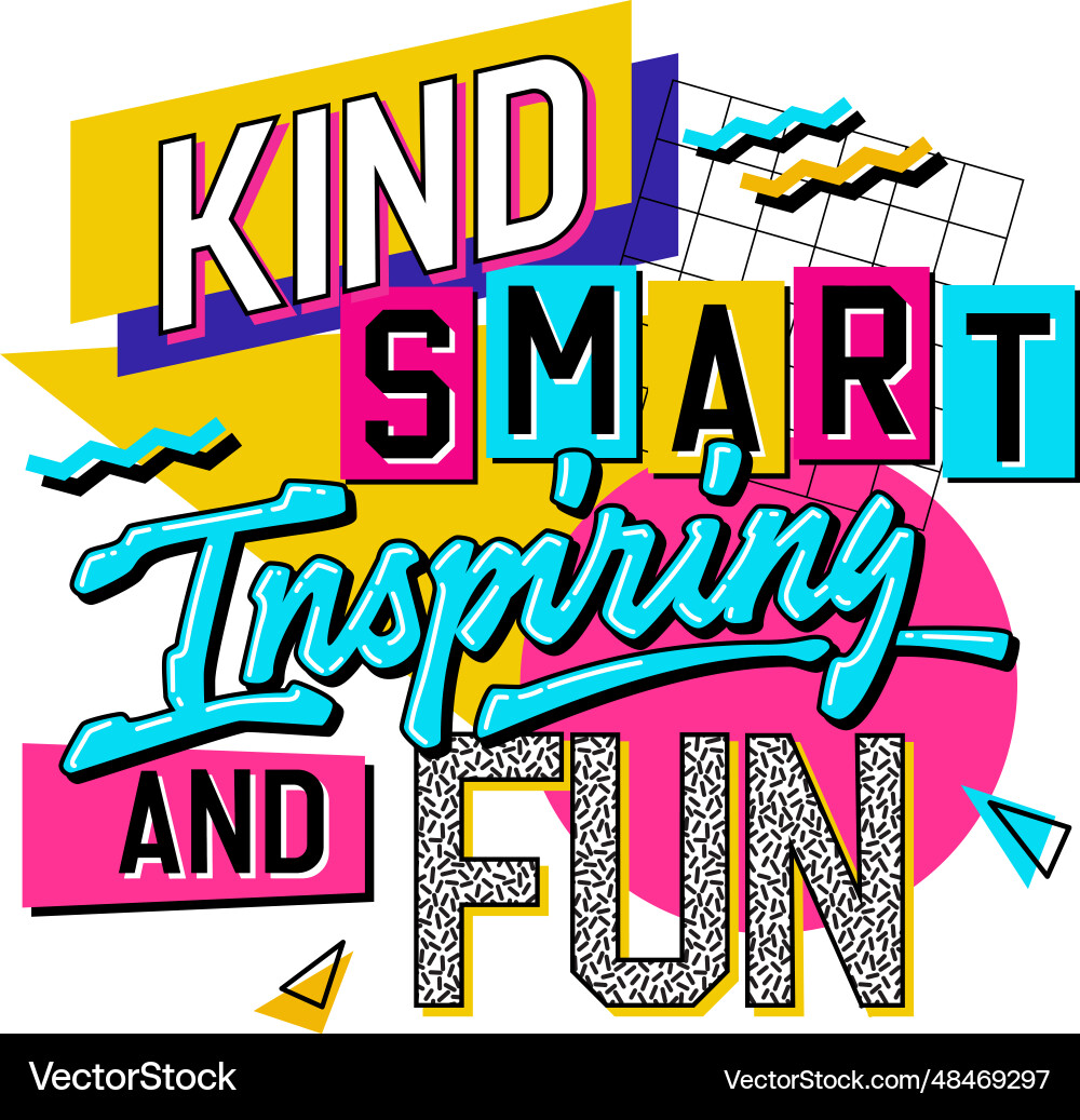 90s style lettering design element on a geometric Vector Image