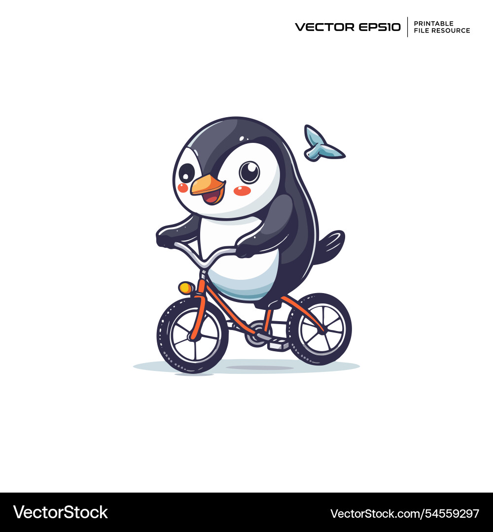 Cute penguin playing bicycle character mascot Vector Image