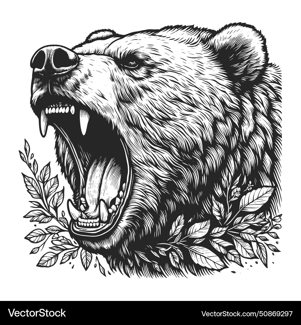 Ferocious bear roaring Royalty Free Vector Image