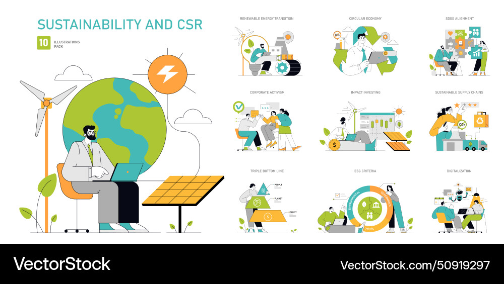 Sustainability and csr Royalty Free Vector Image