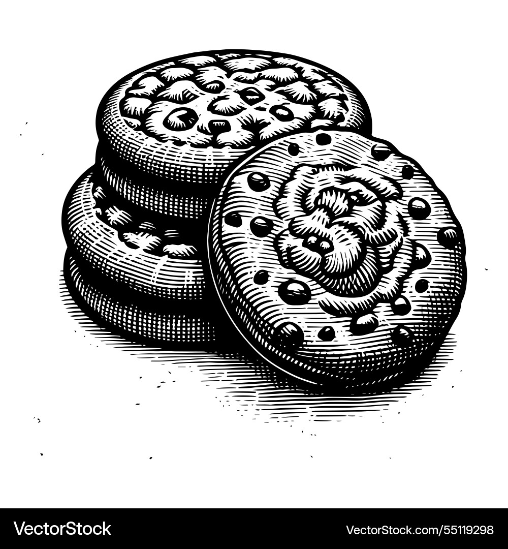 Black and white cookie stack Royalty Free Vector Image