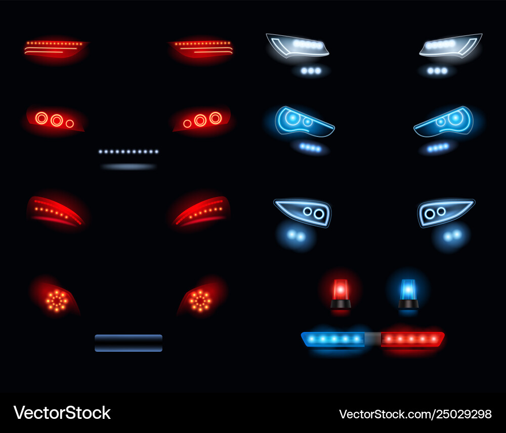 Car headlights dark environment with red Vector Image
