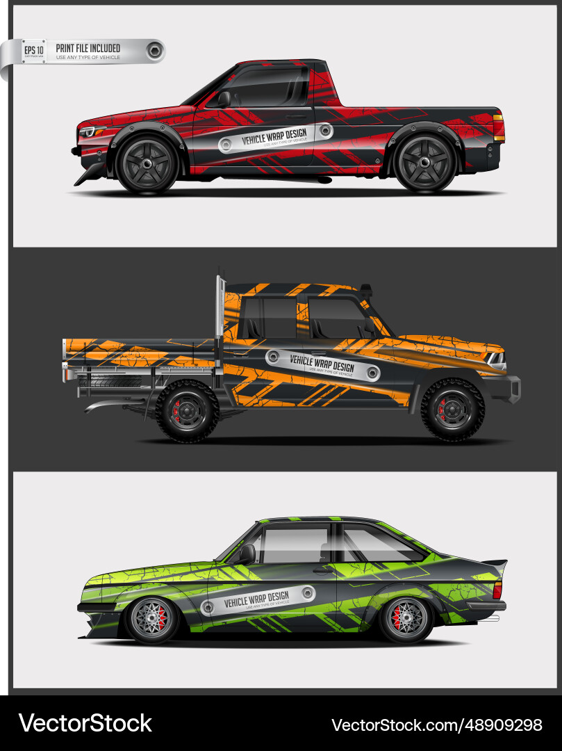 Car wraps advertising wrap design graphics Vector Image