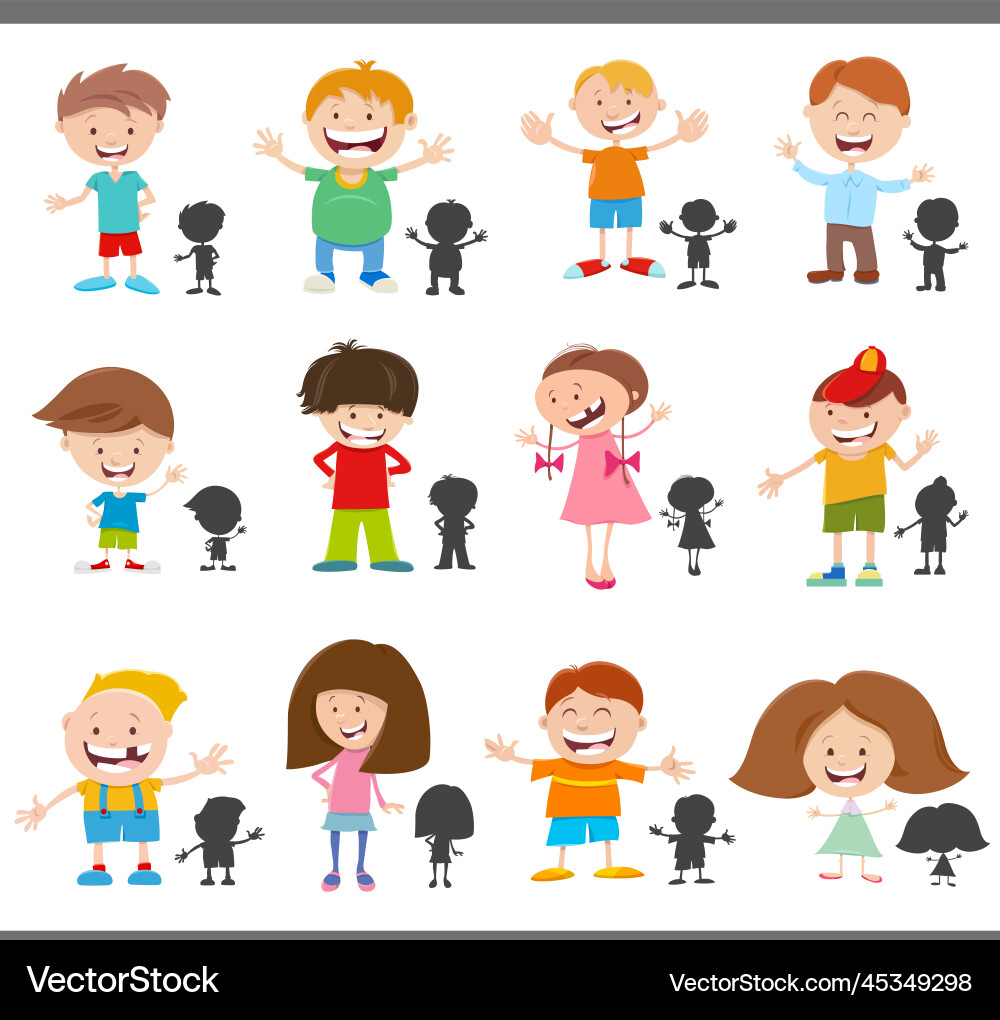 Cartoon happy children characters Royalty Free Vector Image