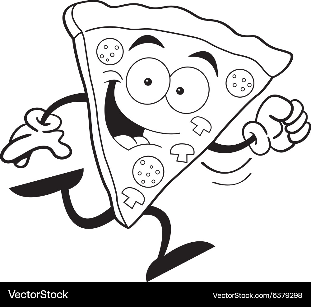 Cartoon slice of pizza running Royalty Free Vector Image