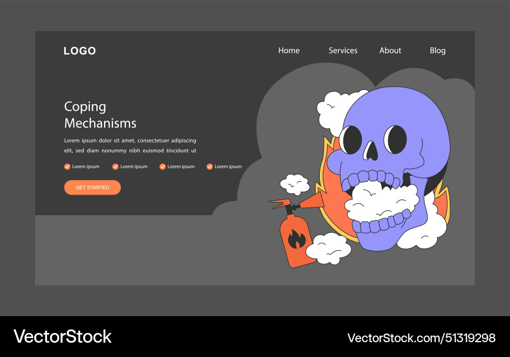 Coping mechanism dark or night mode web banner Vector Image