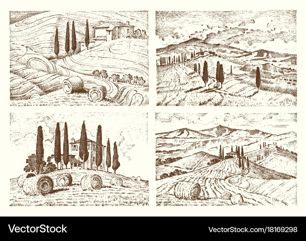 Engraved hand drawn in old sketch and vintage Vector Image
