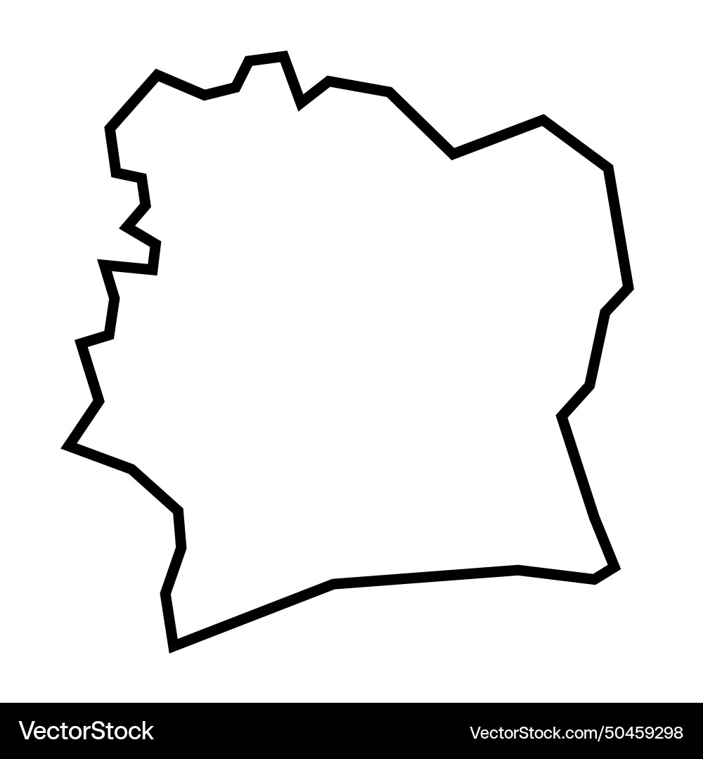 Ivory coast country map thick outline icon Vector Image