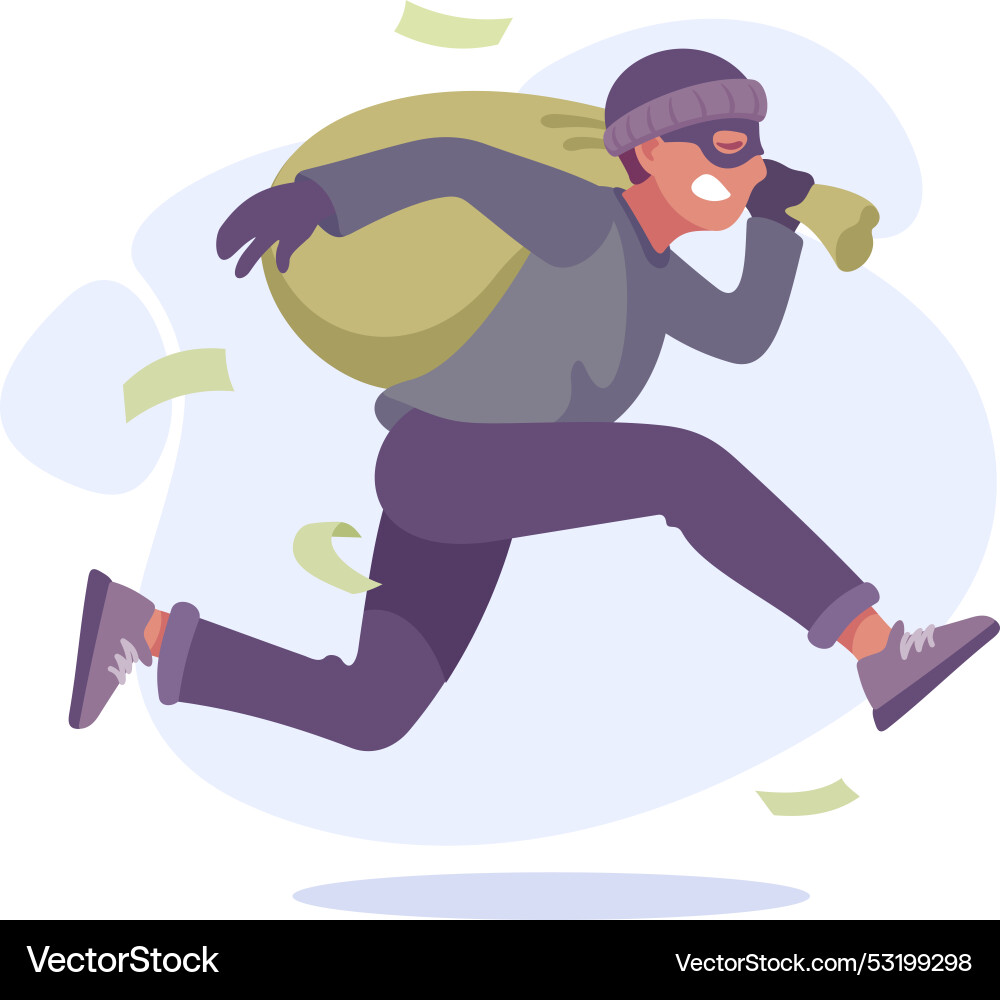 Man criminal escape with sack of money commit Vector Image