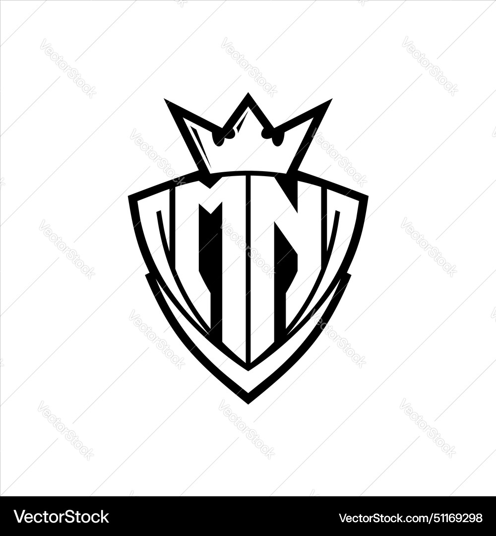 Mn letter logo with sharp triangle shield shape Vector Image