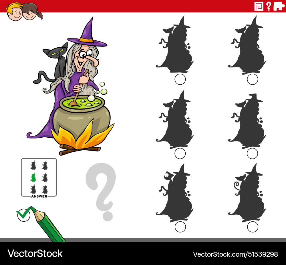 Shadow activity with cartoon witch fantasy Vector Image