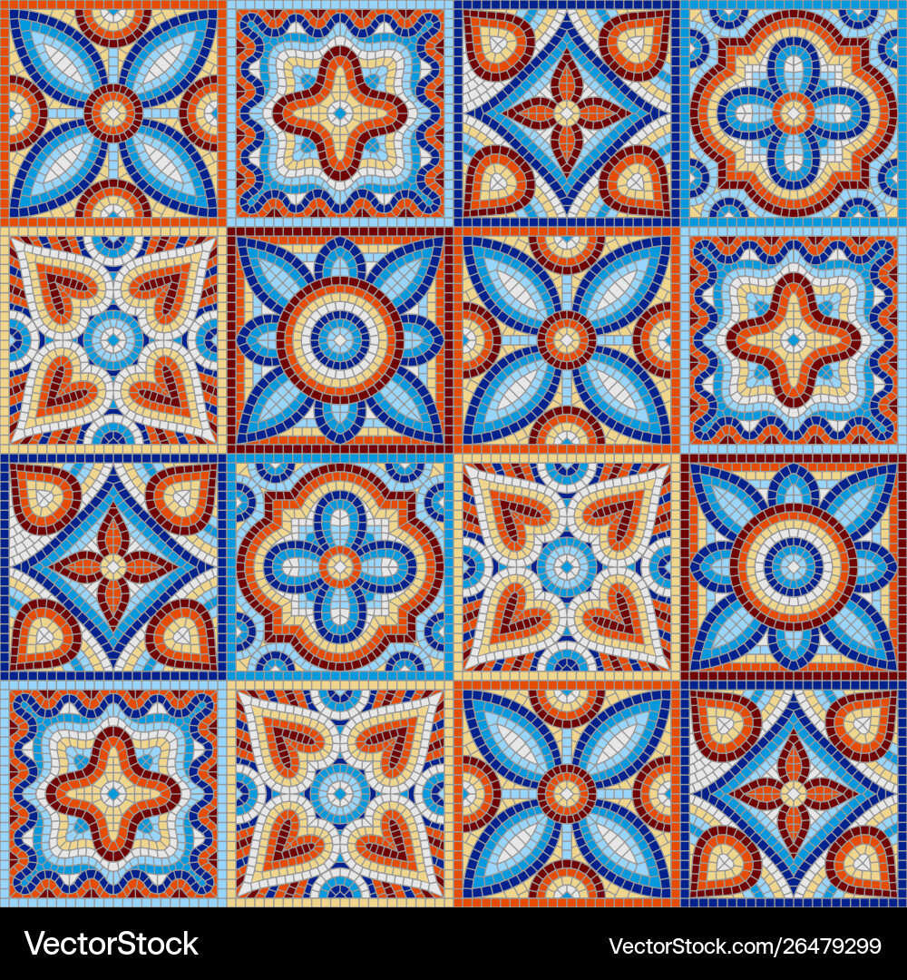 Ancient mosaic ceramic tile pattern Royalty Free Vector