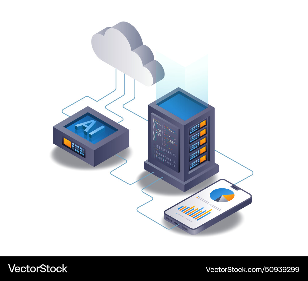 Artificial intelligence cloud server smartphone Vector Image