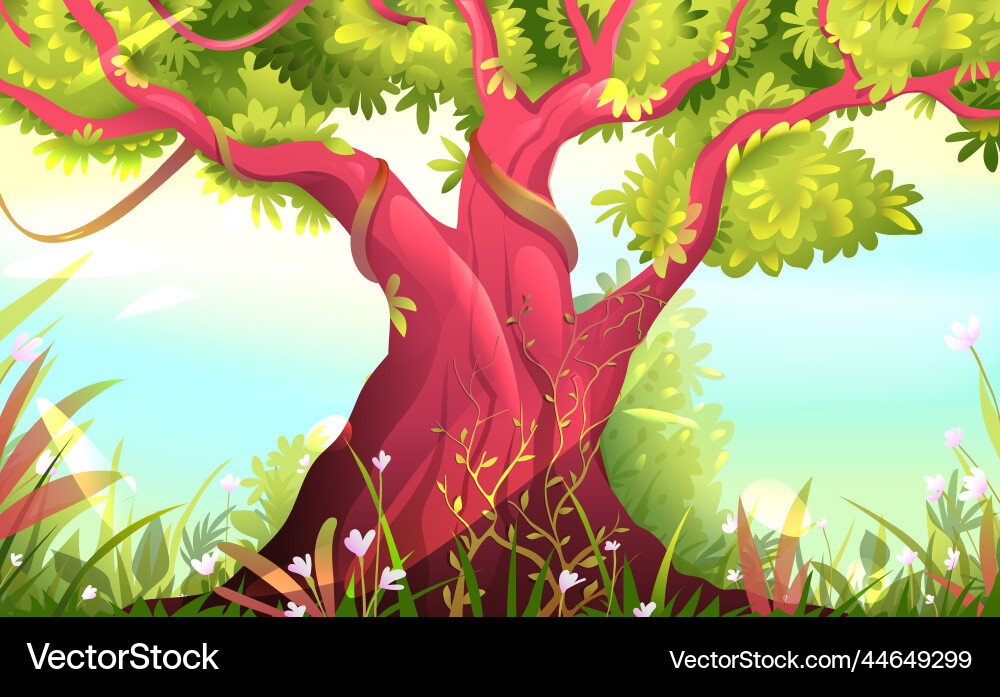 Big tree in summer nature scenery wallpaper Vector Image