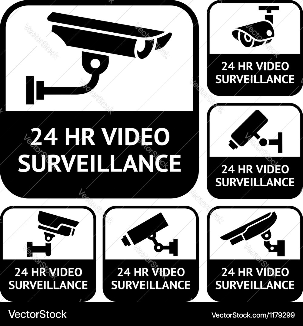 Cctv labels set symbols video surveillance Vector Image