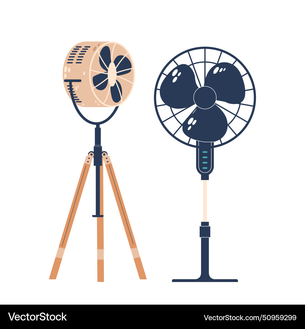 Electric floor fans circulate air using rotating Vector Image