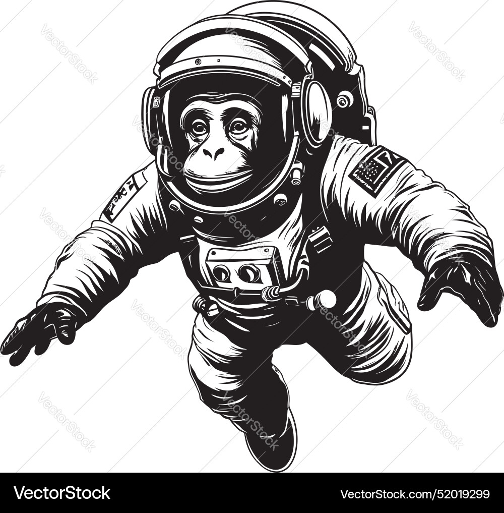 Interstellar monkey voyage emblem cosmic capuchin Vector Image