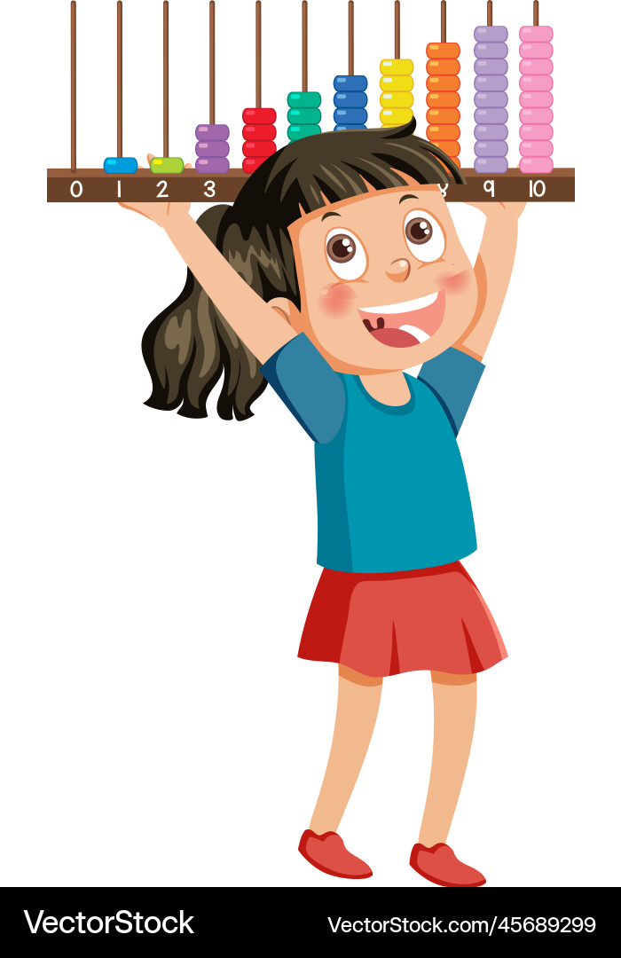 Math girl with abacus cartoon character Royalty Free Vector