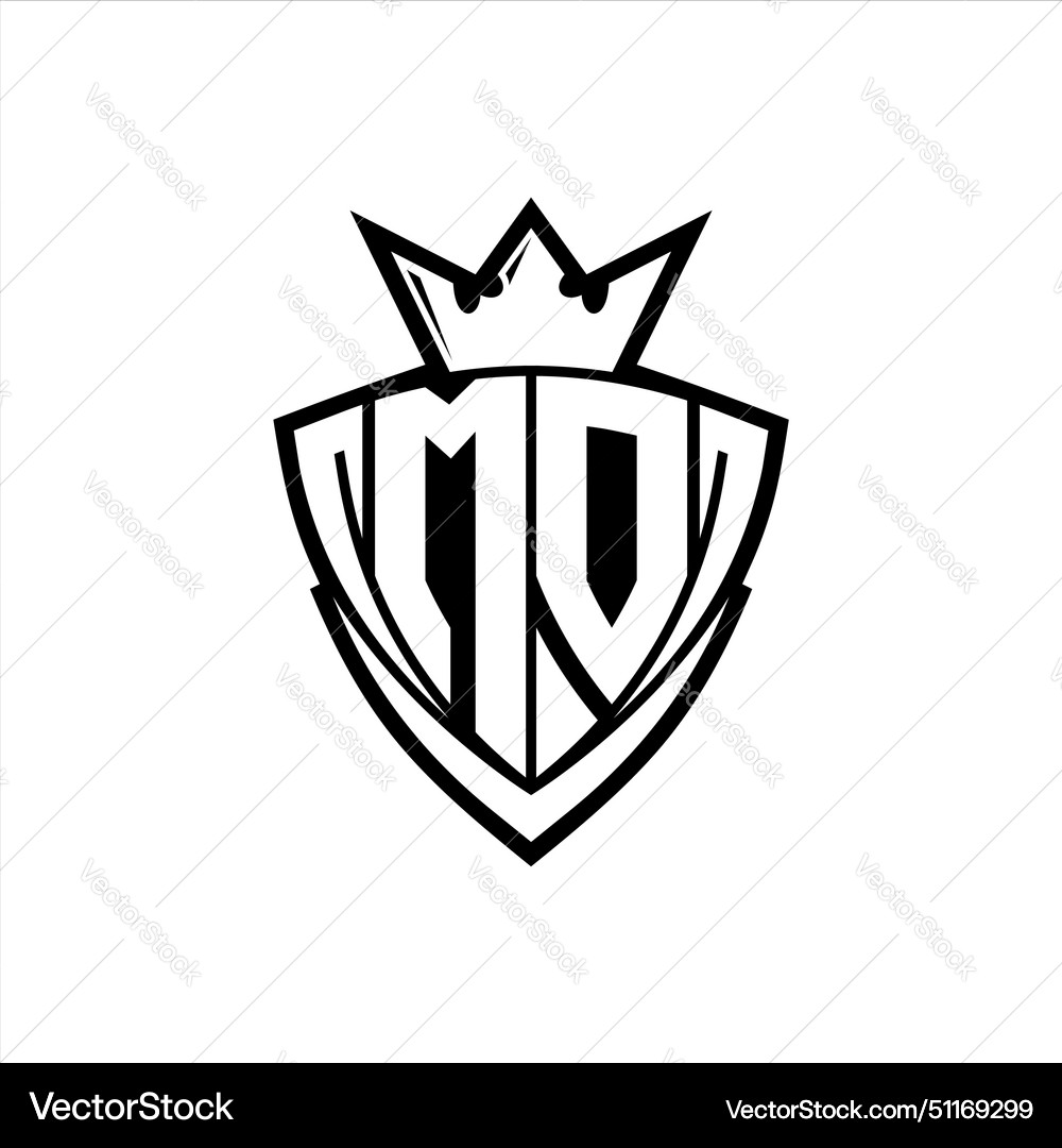 Mo letter logo with sharp triangle shield shape Vector Image
