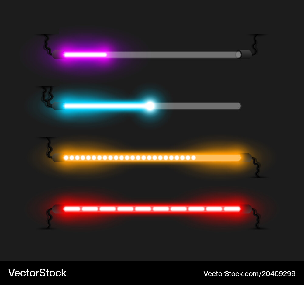 Neon progress bars and loaders Royalty Free Vector Image