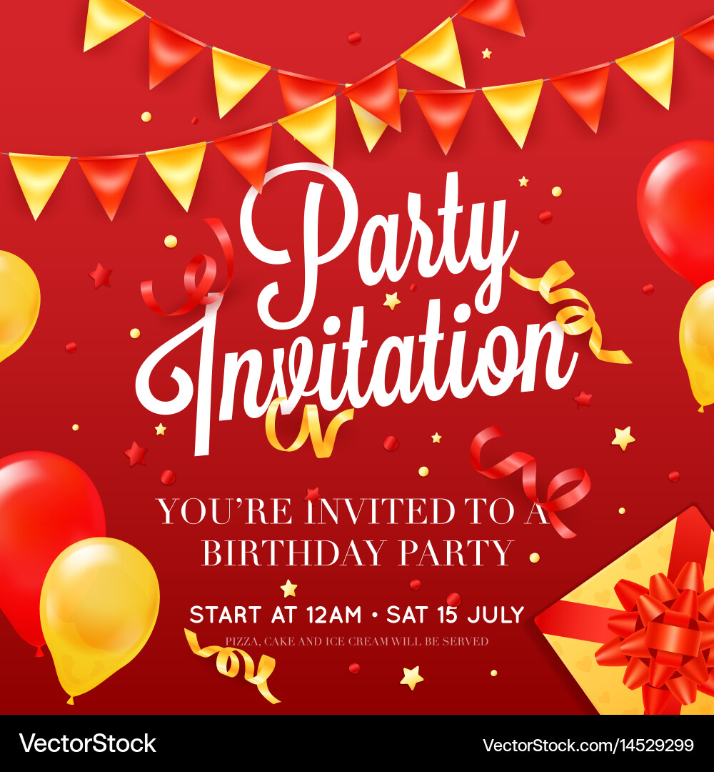 Party invitation festive colorful poster Vector Image