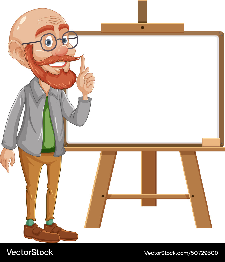 Cartoon professor pointing at empty presentation Vector Image