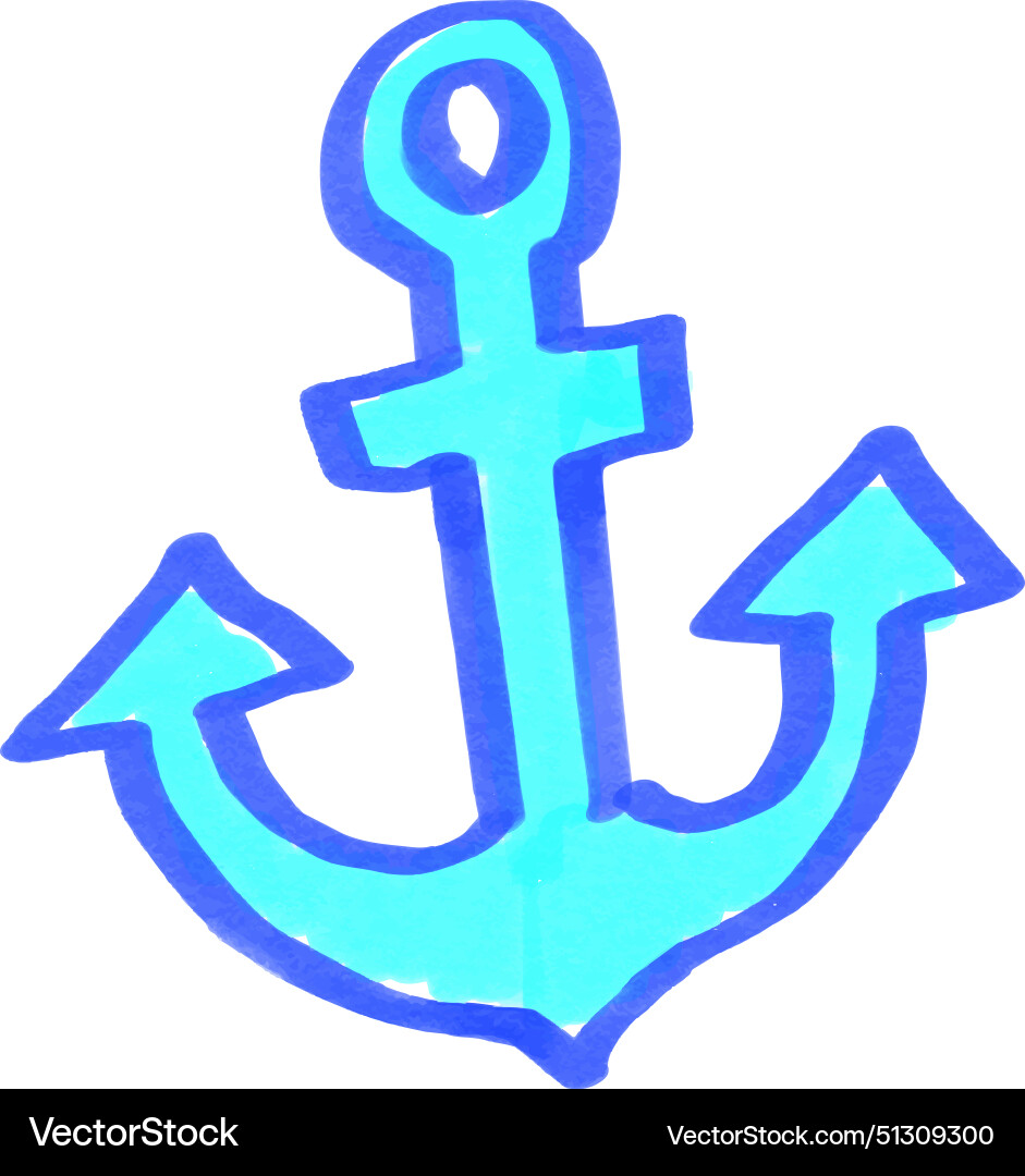 Child drawing of anchor Royalty Free Vector Image