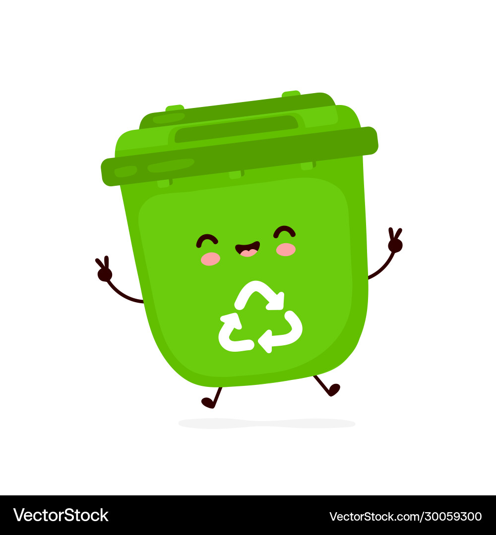 Cute happy smiling trash bin Royalty Free Vector Image