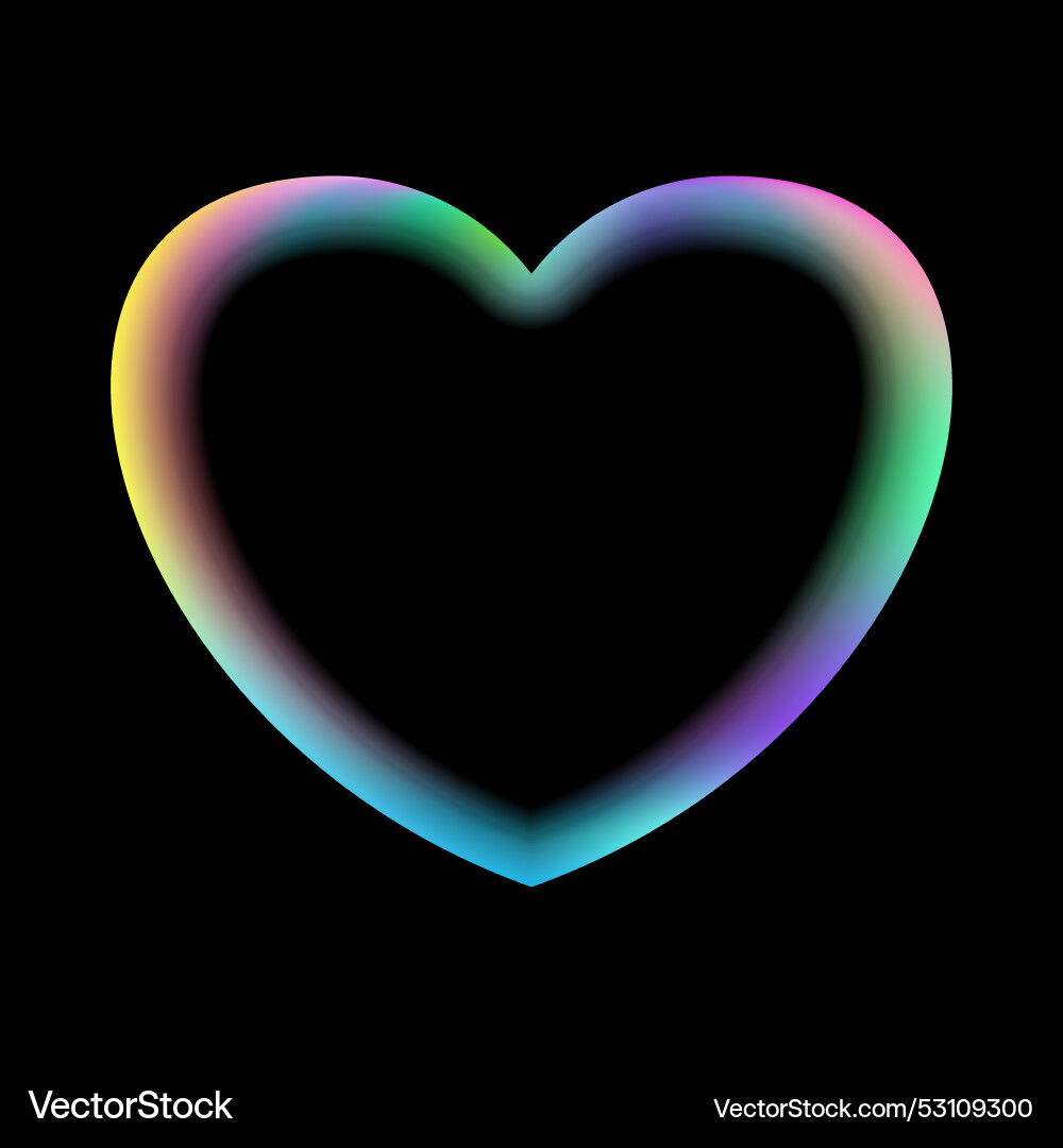 Holographic heart frame fluid liquid chrome Vector Image