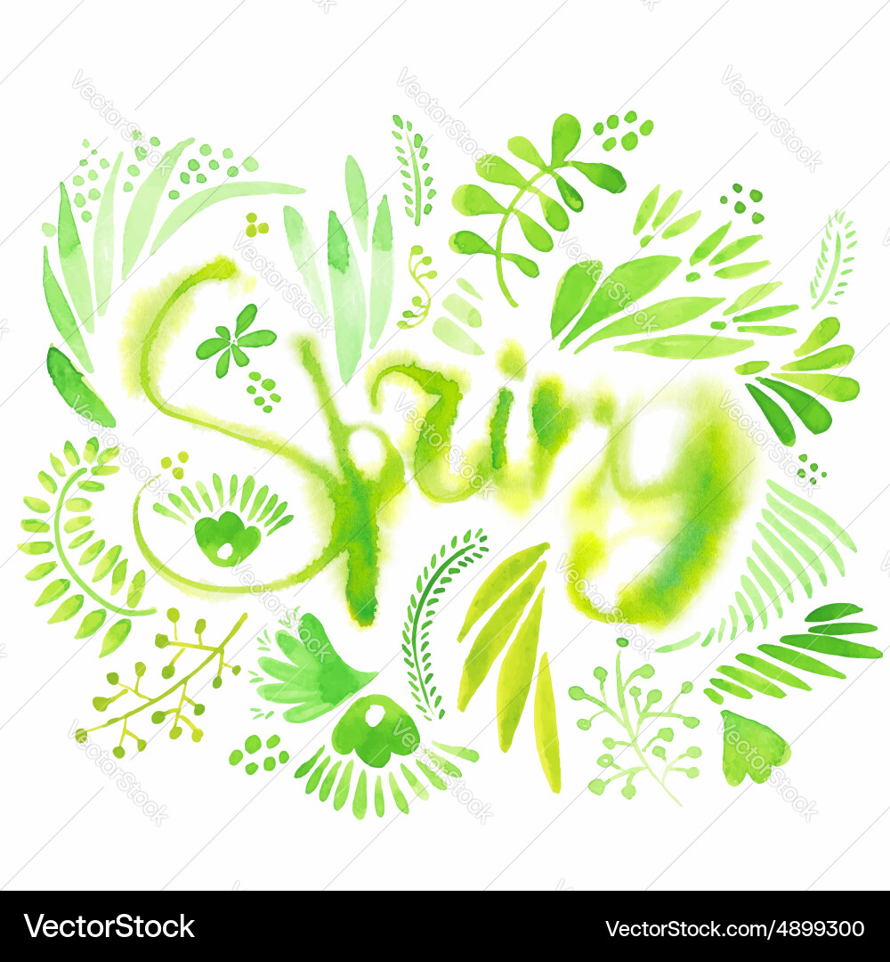 Lettering and elements about spring Royalty Free Vector