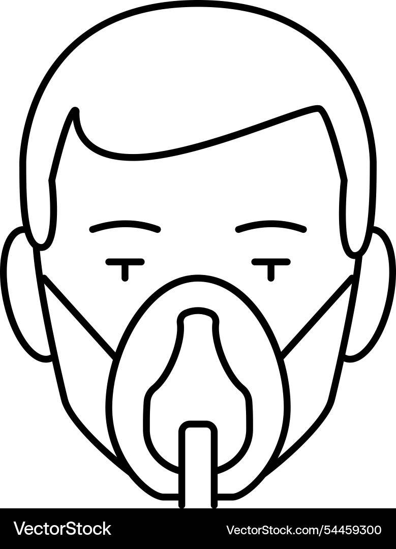 Oxygen mask face line icon Royalty Free Vector Image
