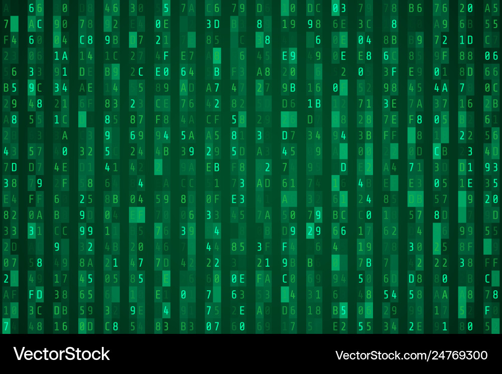Random green hex code stream Royalty Free Vector Image