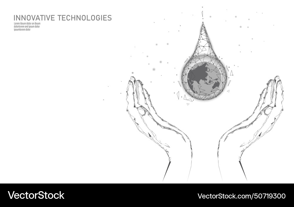 Save water hand low poly concept polygonal Vector Image