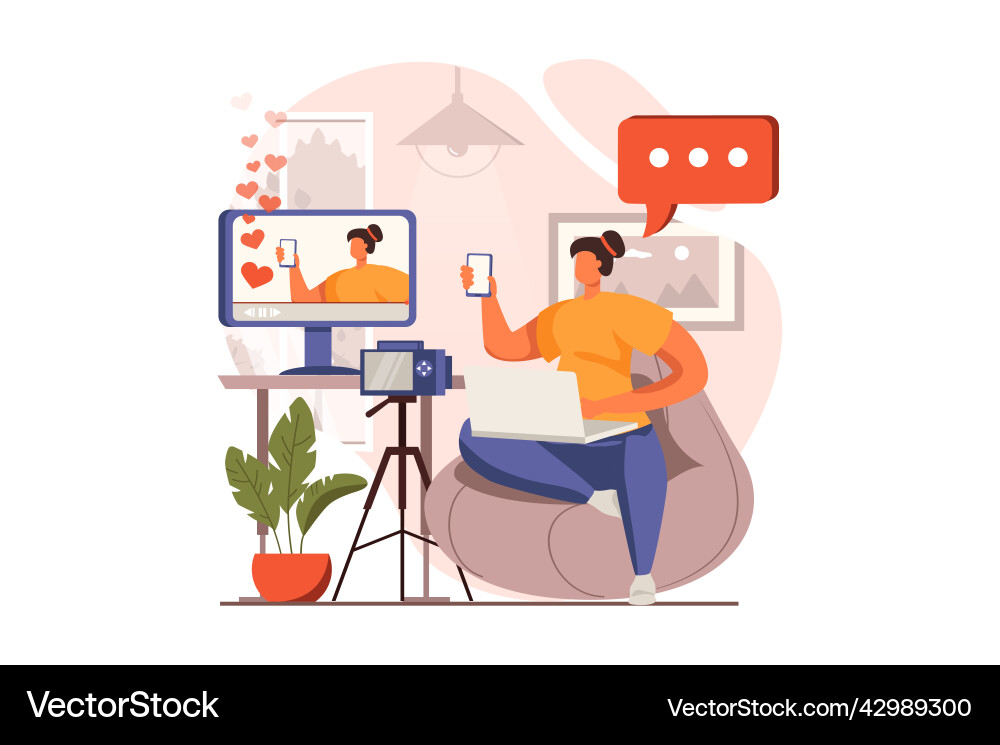 Video streaming web concept in flat design Vector Image