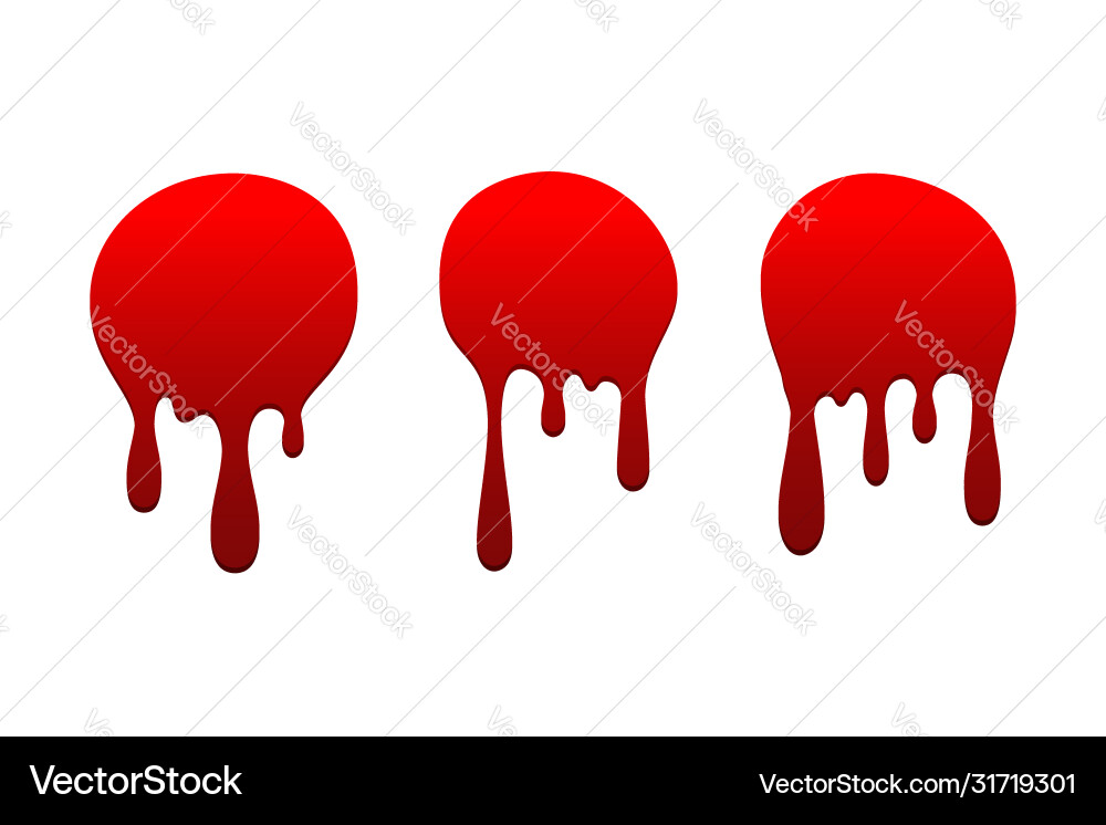 Blood drip set drop isolated white Royalty Free Vector Image