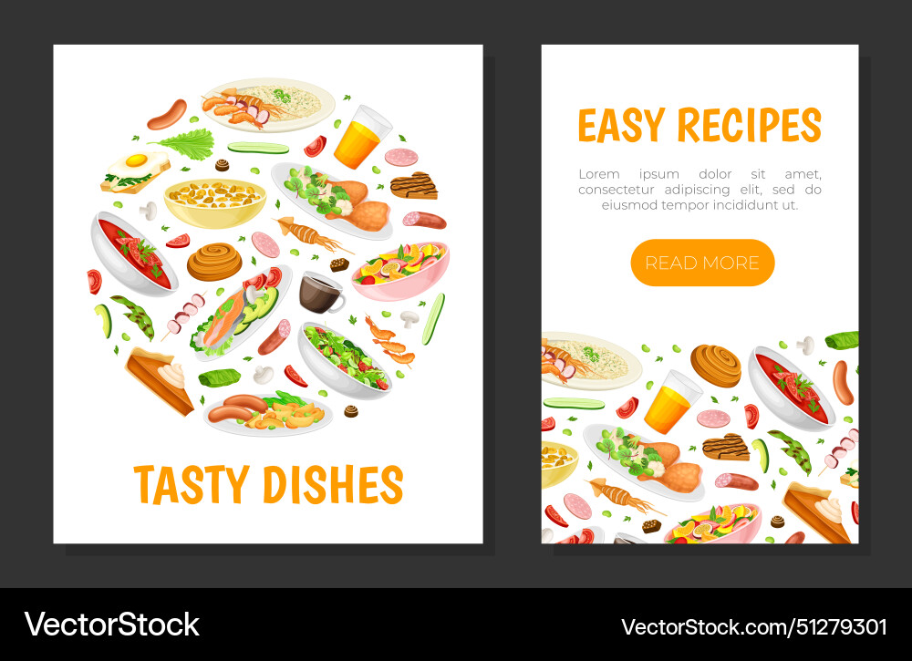 Food and drink banner design with different served