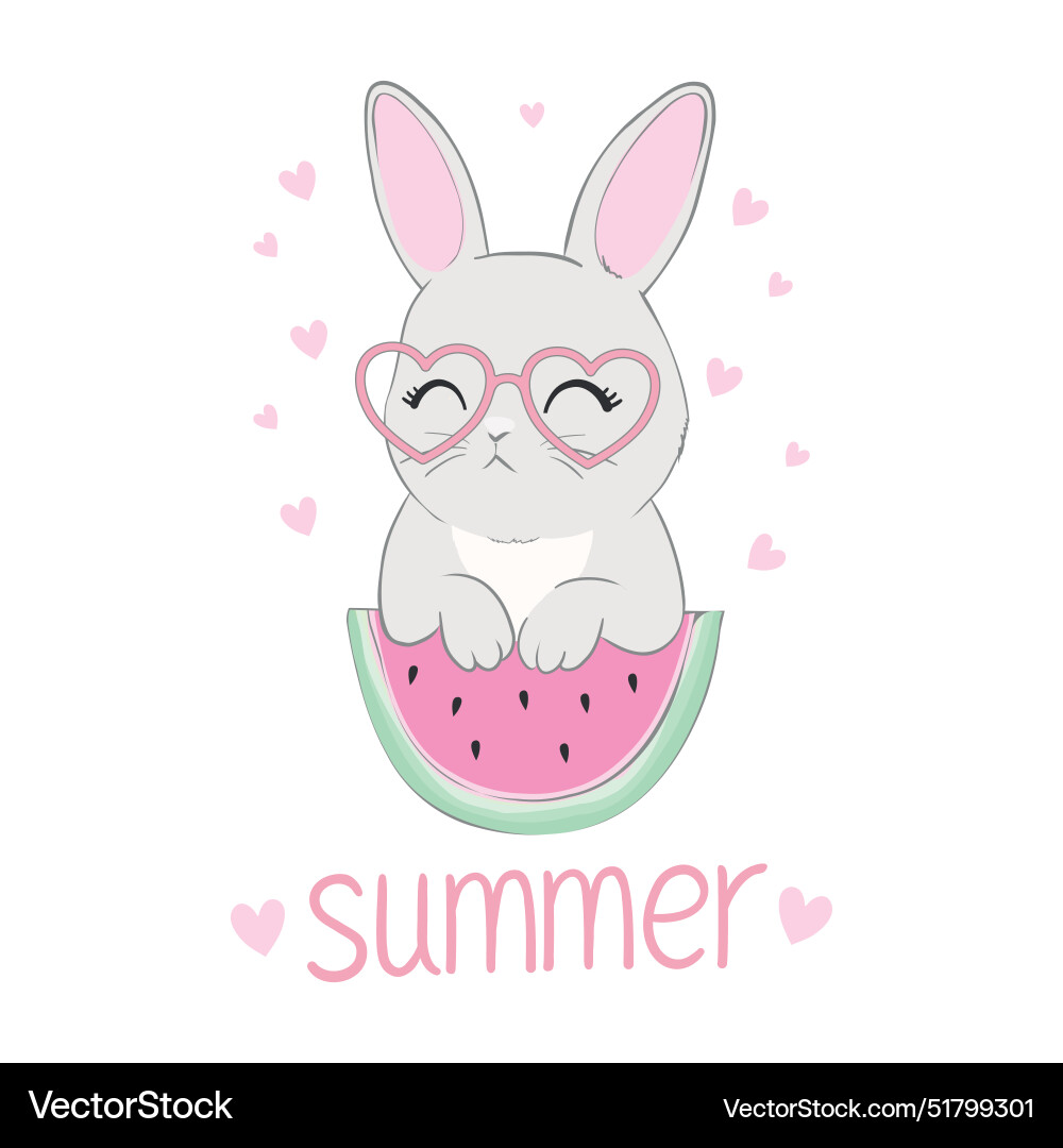 Hand-drawn cute rabbit with glasses Royalty Free Vector