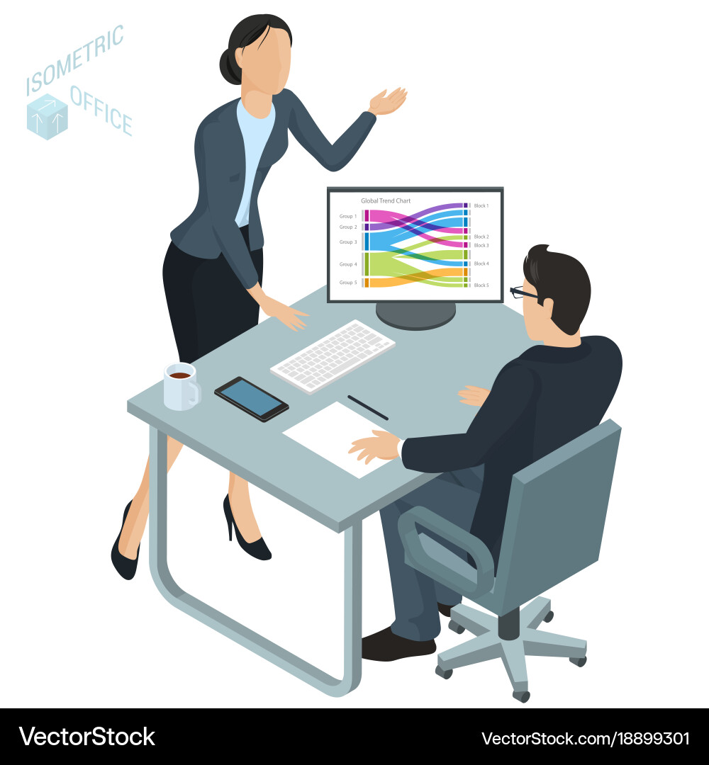 Isometric office Royalty Free Vector Image - VectorStock