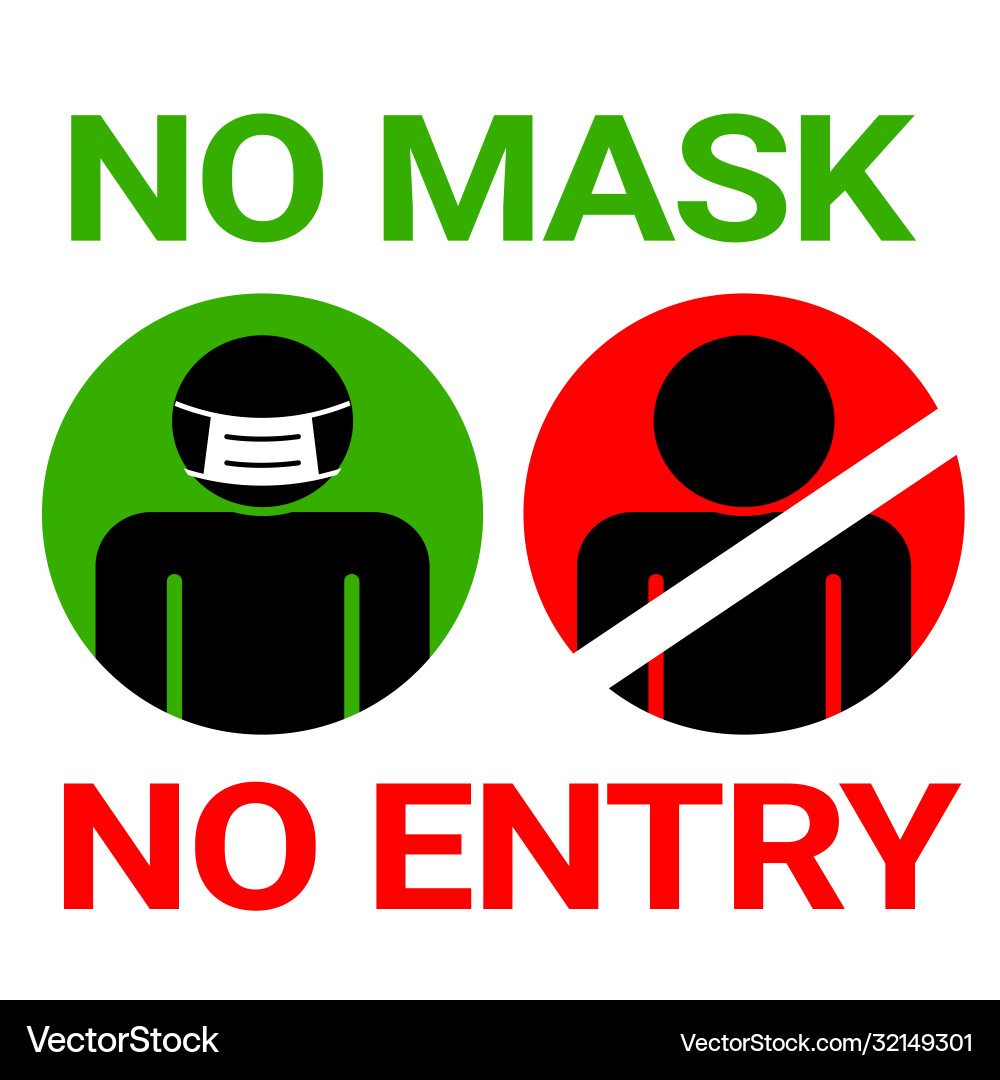 No Mask Entry Sign - Covid Protection Royalty Free Vector