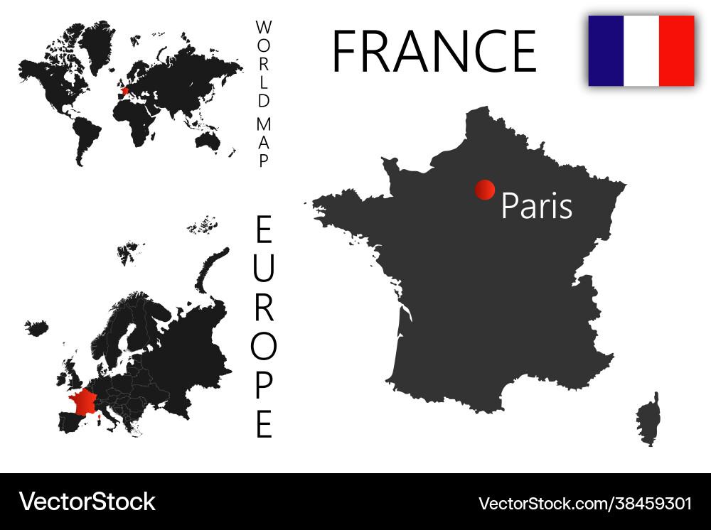 Realistic map france with flag Royalty Free Vector Image