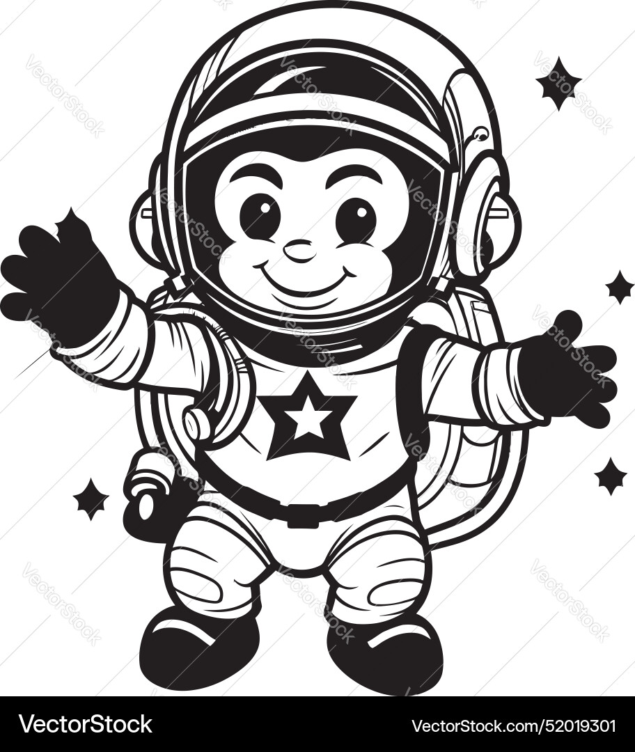 Spacefaring simian expedition astronaut icon Vector Image